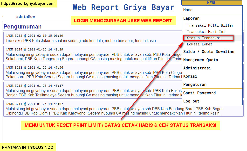 CARA RESET LIMIT PRINT – Official Site | PPOB GRIYA BAYAR